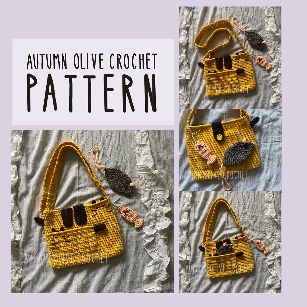 Crochet Pattern - the Purrfect Bag Cat Purse Crossbody and Shoulder Bag ...