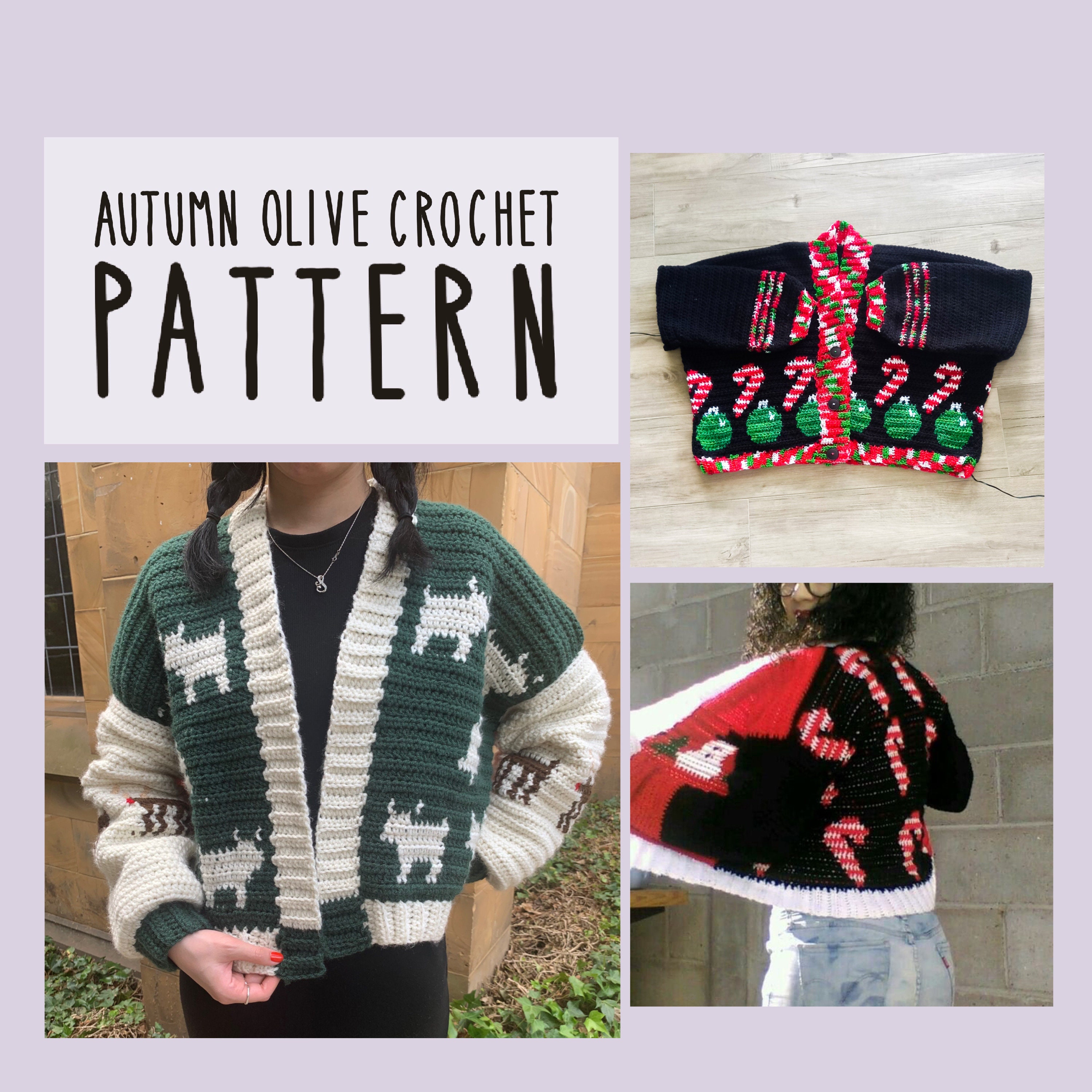 Crochet Pattern Holiday Cardigan 10 Different Graphics - Etsy