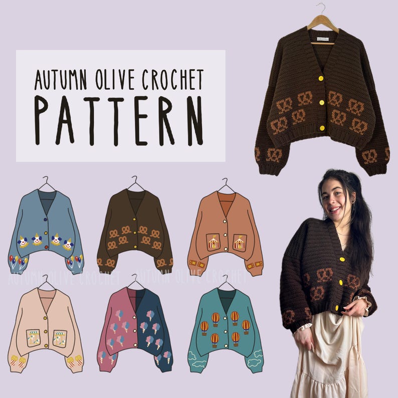 Crochet Pattern - Carnival Cardigans 10 Different Circus Graphics ...
