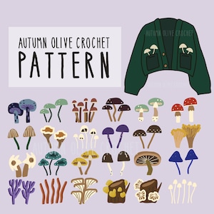Crochet Pattern - Oh My Fungi Cardigans, 25 Mushrooms & Fungi in 1 ...