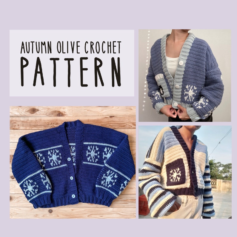 Crochet Pattern Holiday Cardigan 10 Different Graphics - Etsy