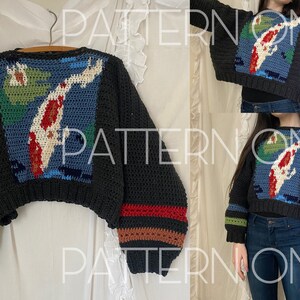 Crochet Pattern Koi Pond Sweater Oversized Pullover - Etsy Canada