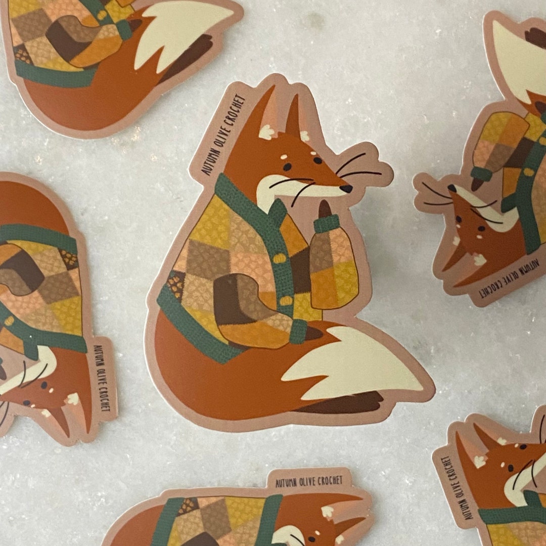 Vinyl Sticker - Fox in a Handmade Sweater, Matte Effect 3 Inch Sticker ...