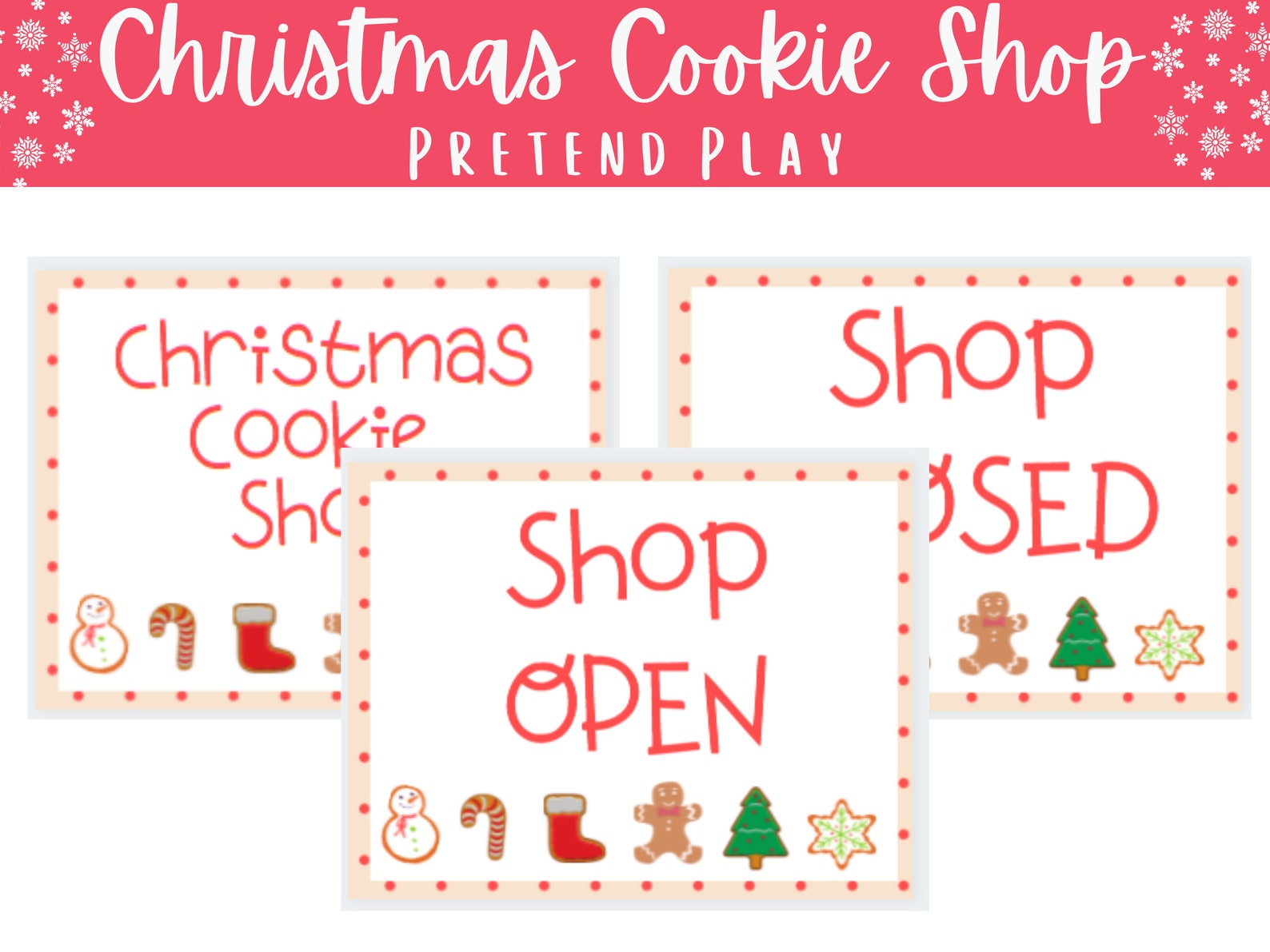 Christmas Cookie Shop Pretend Play Printable, Play Store, Toddler ...