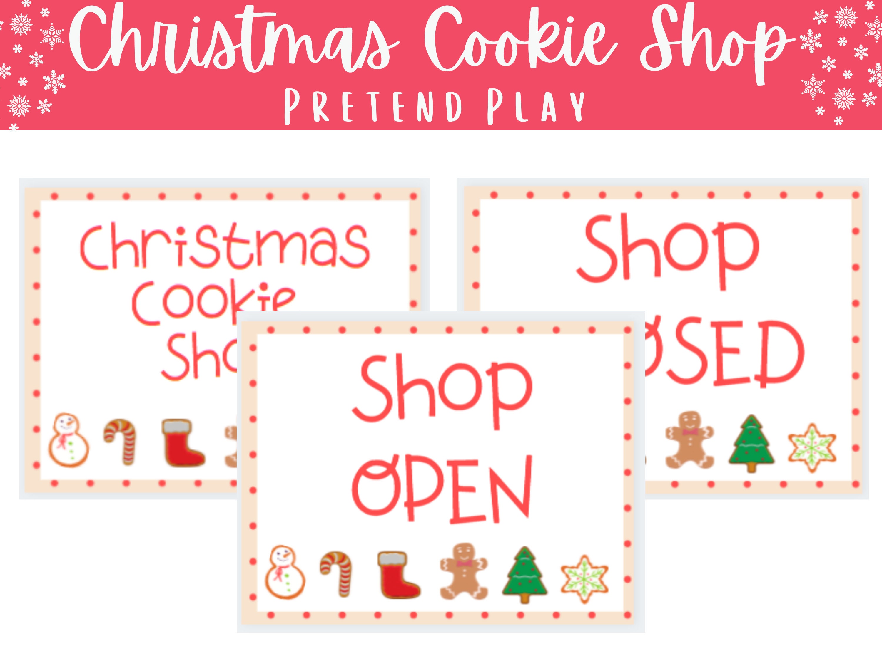 Christmas Cookie Shop Pretend Play Printable, Play Store, Toddler ...