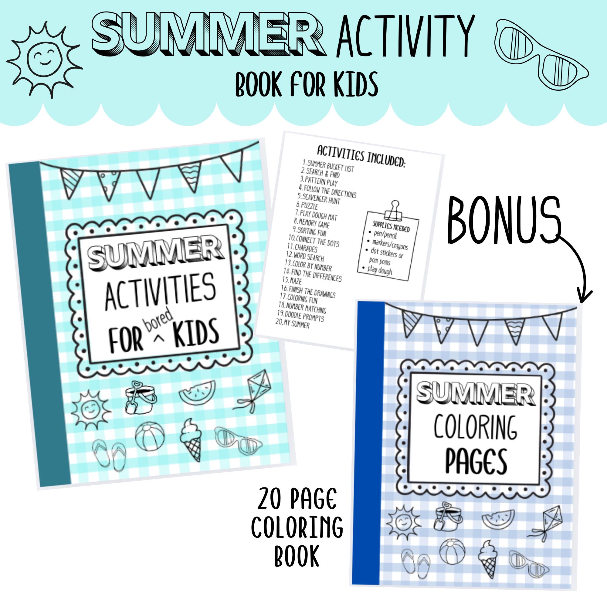 Kids Summer Activity Workbook, Digital Printable PDF, 20 Fun ...