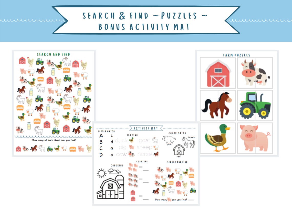 Farm Activity Bundle, Fall Toddler and Preschool Farm Animal Activities ...