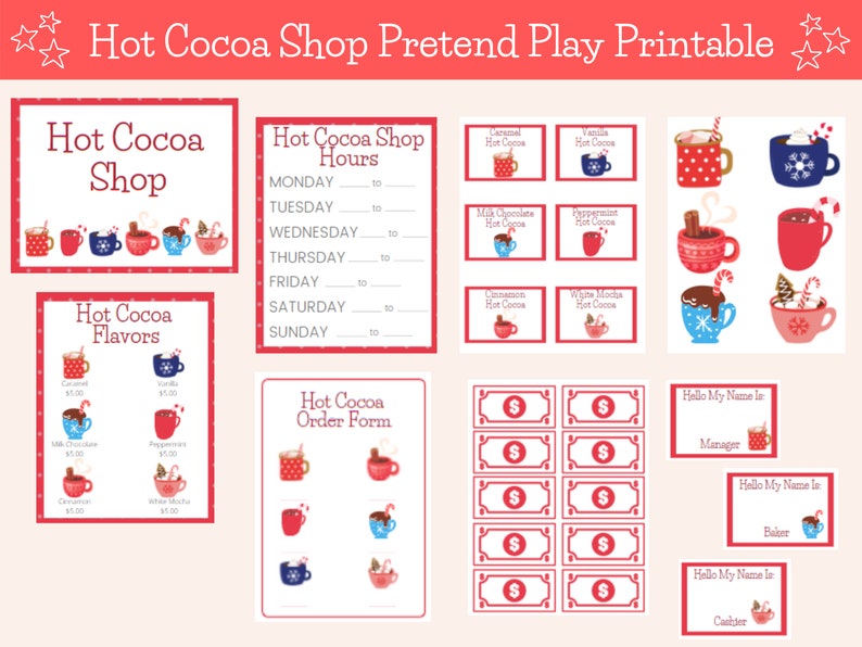 Hot Chocolate Shop Printable, Toddler Pretend Play, Digital Hot Cocoa ...