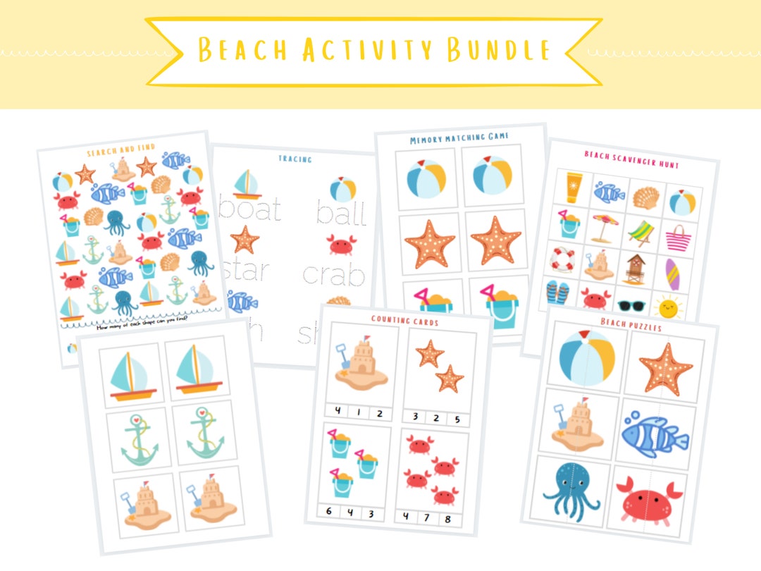 Beach Activity Bundle Printable, Toddler and Preschool Digital ...