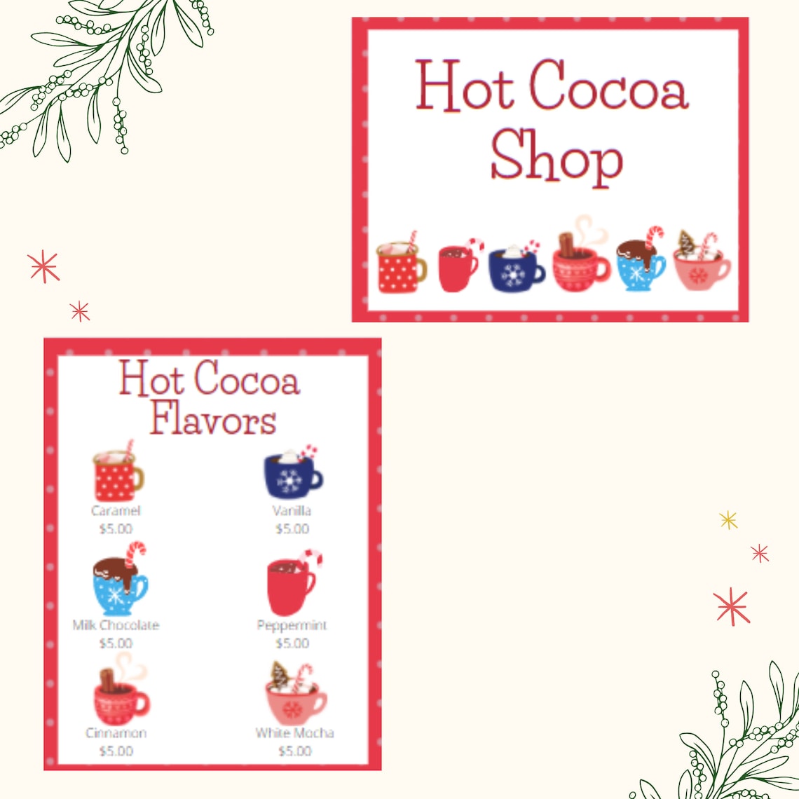 Hot Chocolate Shop Printable, Toddler Pretend Play, Digital Hot Cocoa ...