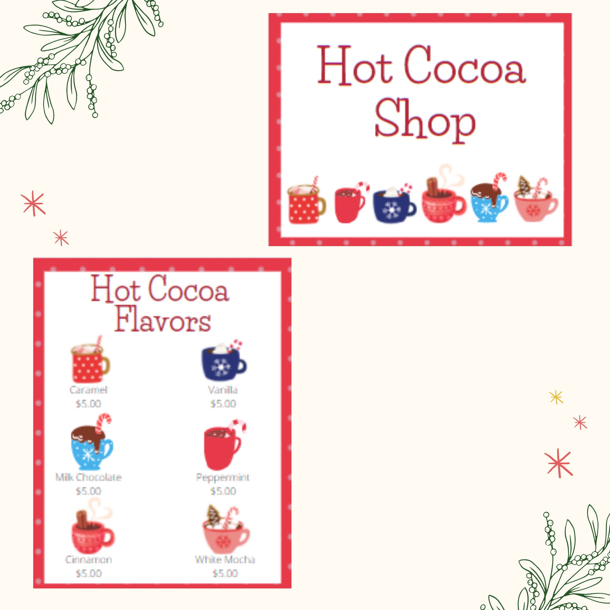 Hot Chocolate Shop Printable, Toddler Pretend Play, Digital Hot Cocoa ...