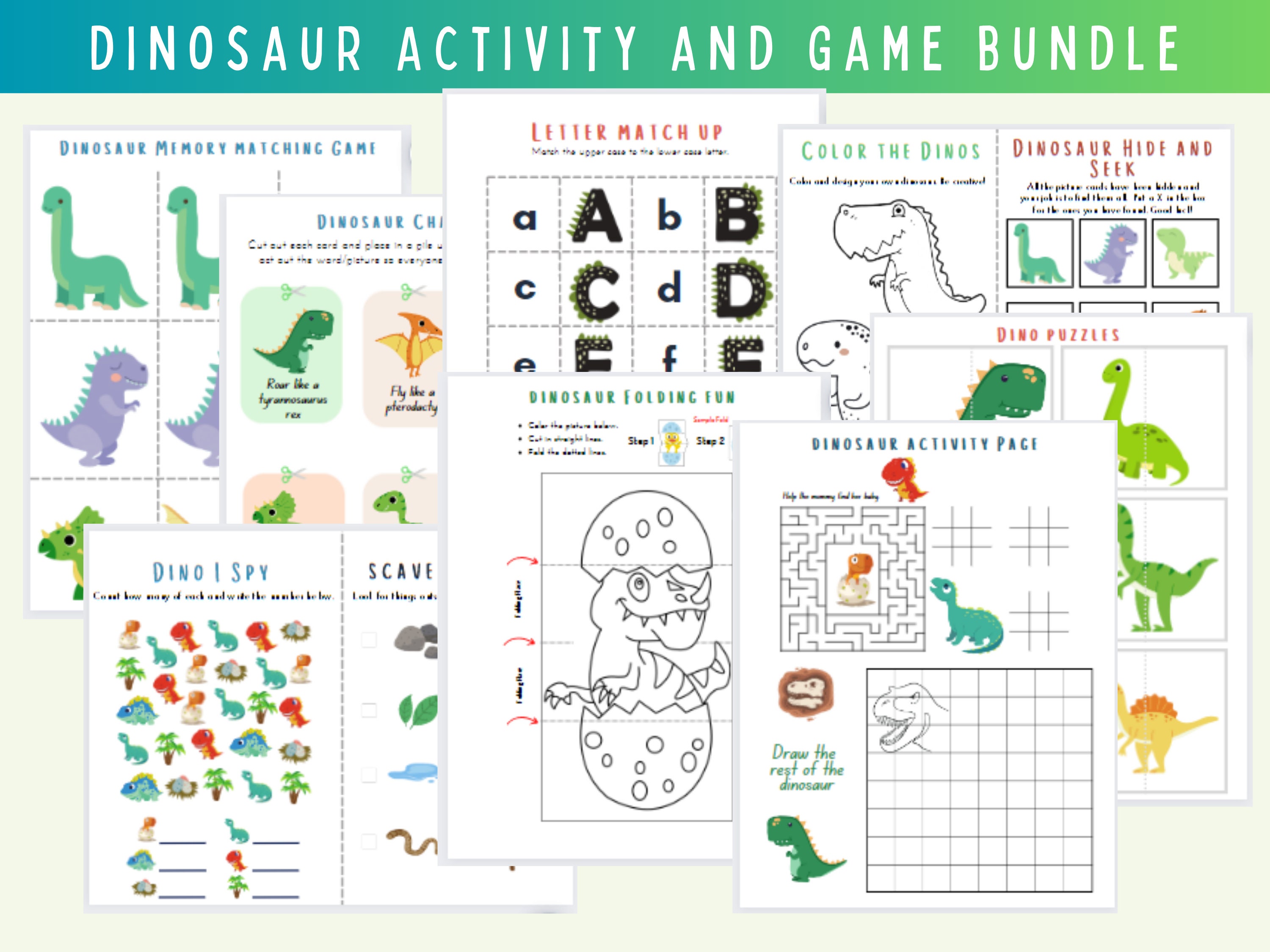 Dinosaur Game, Dinosaur Activity Bundle, Dinosaur Activities for ...