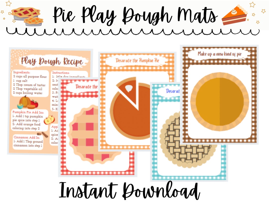 Fall Play Dough Mat Printables, Pie Baking Activity for Kids, Toddler ...