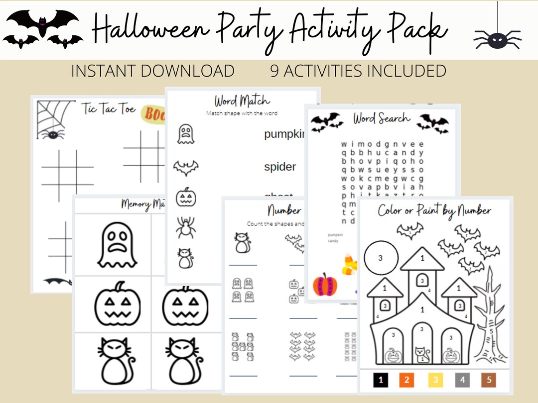 Halloween Activity Printable, Kids Halloween Party Game Activities - Etsy
