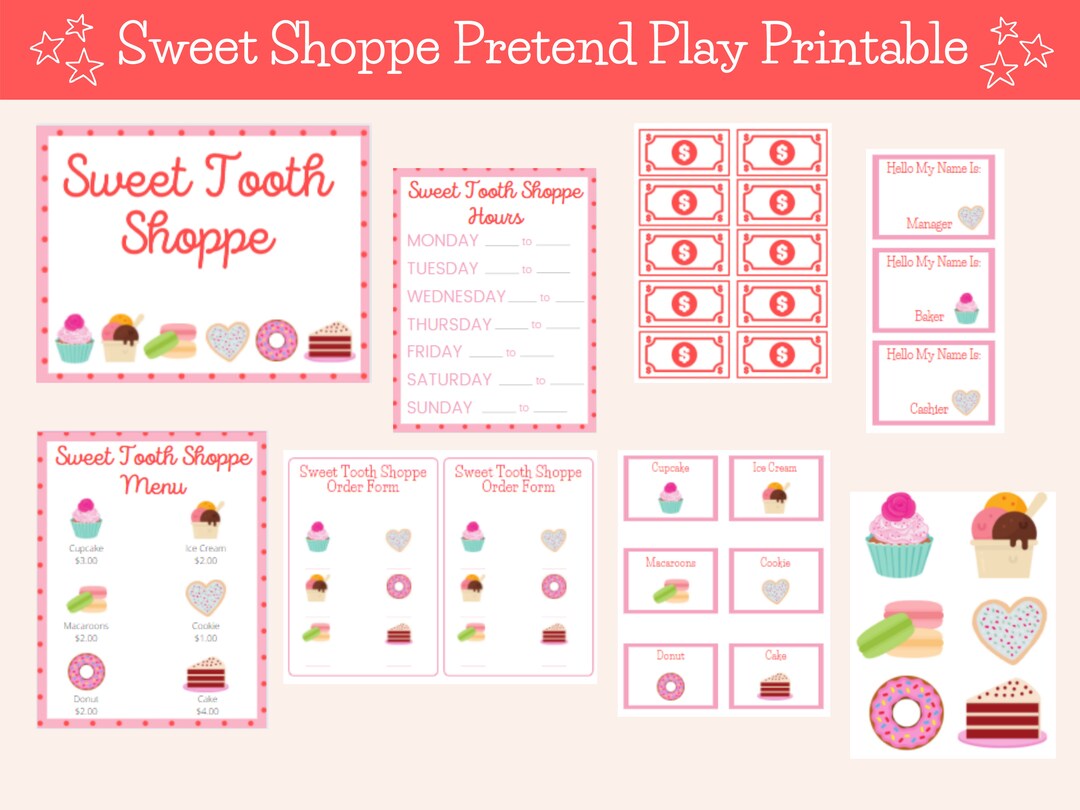Sweet Shoppe Printable, Preschool Pretend Play, Digital Sweet Shoppe ...
