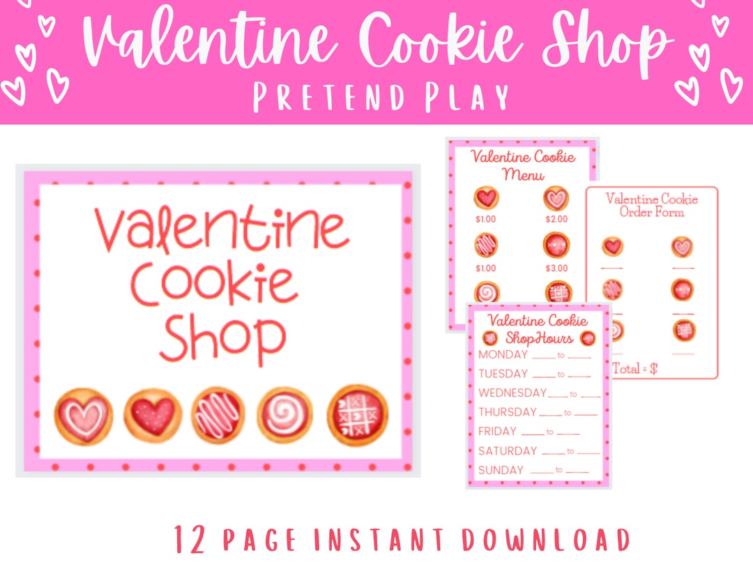 Valentine Cookie Shop Pretend Play Printable, Play Store, Preschool ...