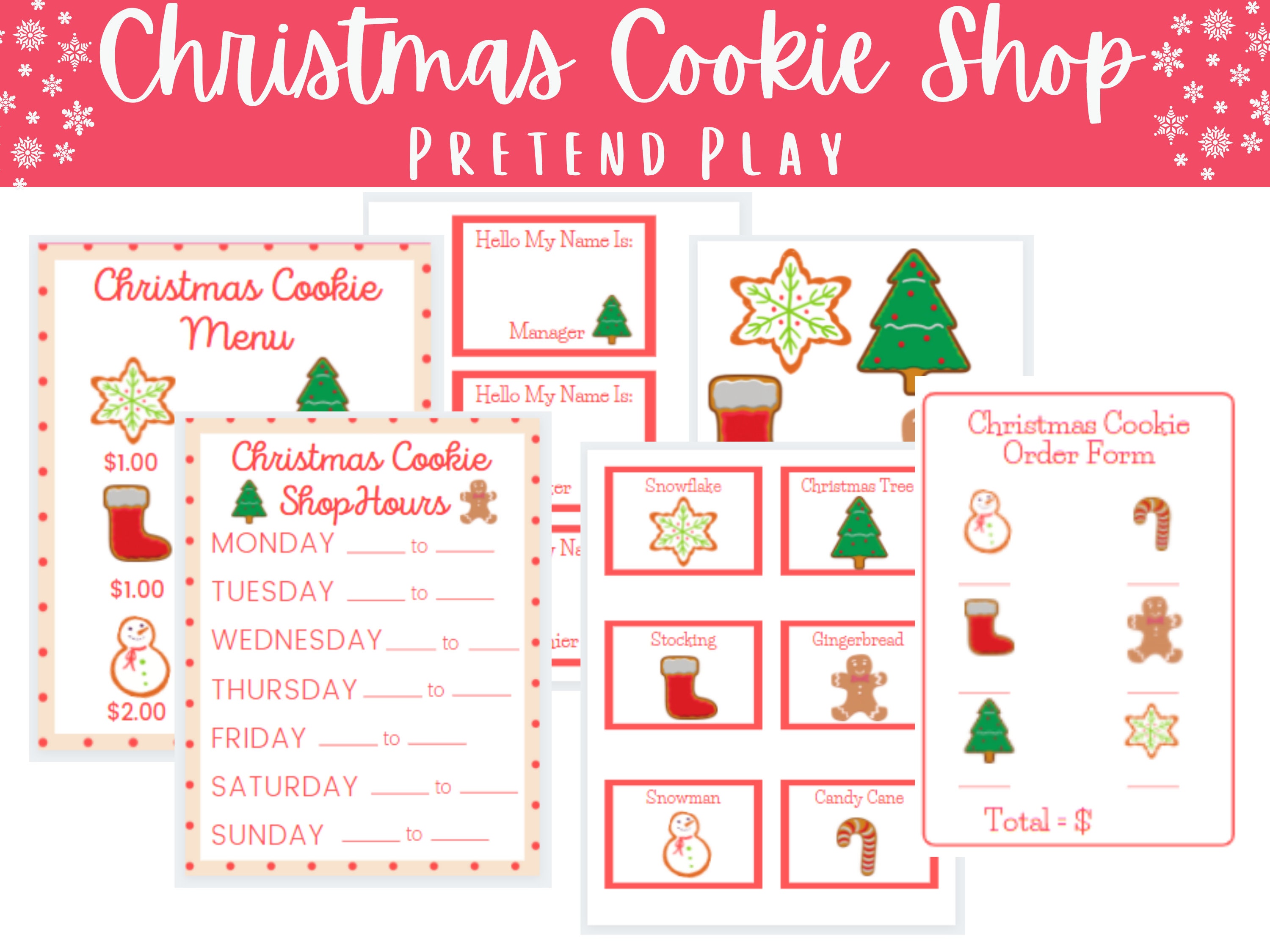 Christmas Cookie Shop Pretend Play Printable, Play Store, Toddler ...
