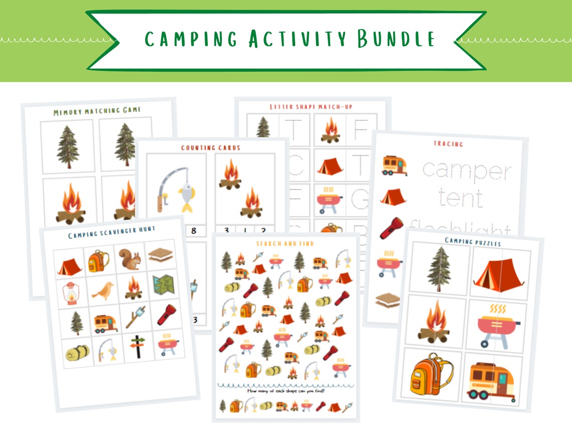 Camping Preschool Activity Bundle Printable, Toddler Digital Activities ...