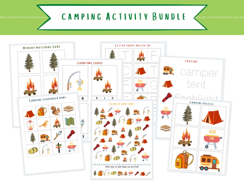 Camping Preschool Activity Bundle Printable, Toddler Digital Activities ...