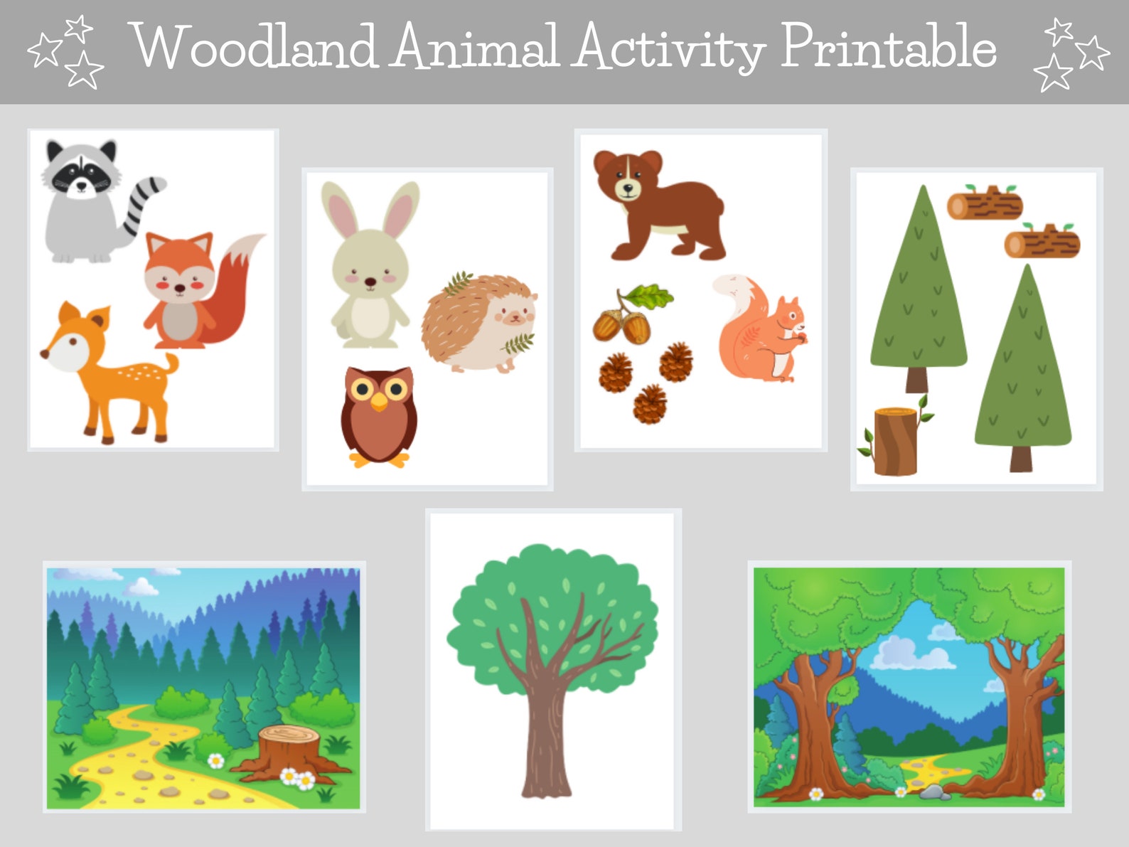 Woodland Animal Printable Activity Set, Play Dough Mat, Toddler Pretend ...
