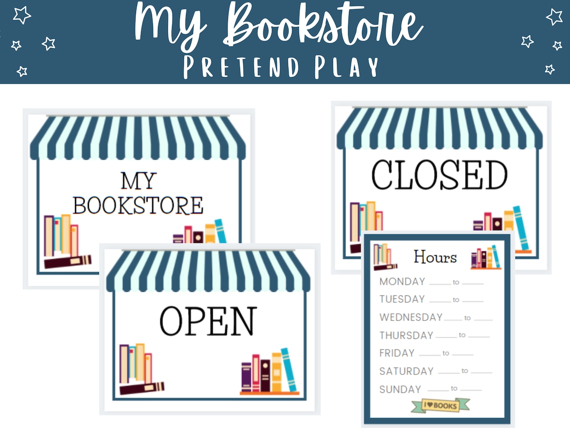 Bookstore Pretend Play Printable, Play Store, Toddler Preschool ...