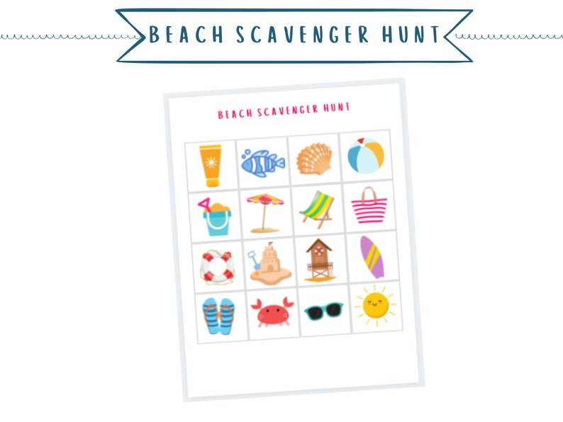 Beach Scavenger Printable Game for Kids, Toddler and Preschool Digital ...