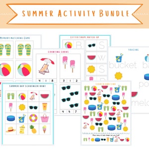 Summer Activity Bundle Printable, Toddler and Preschool Digital ...
