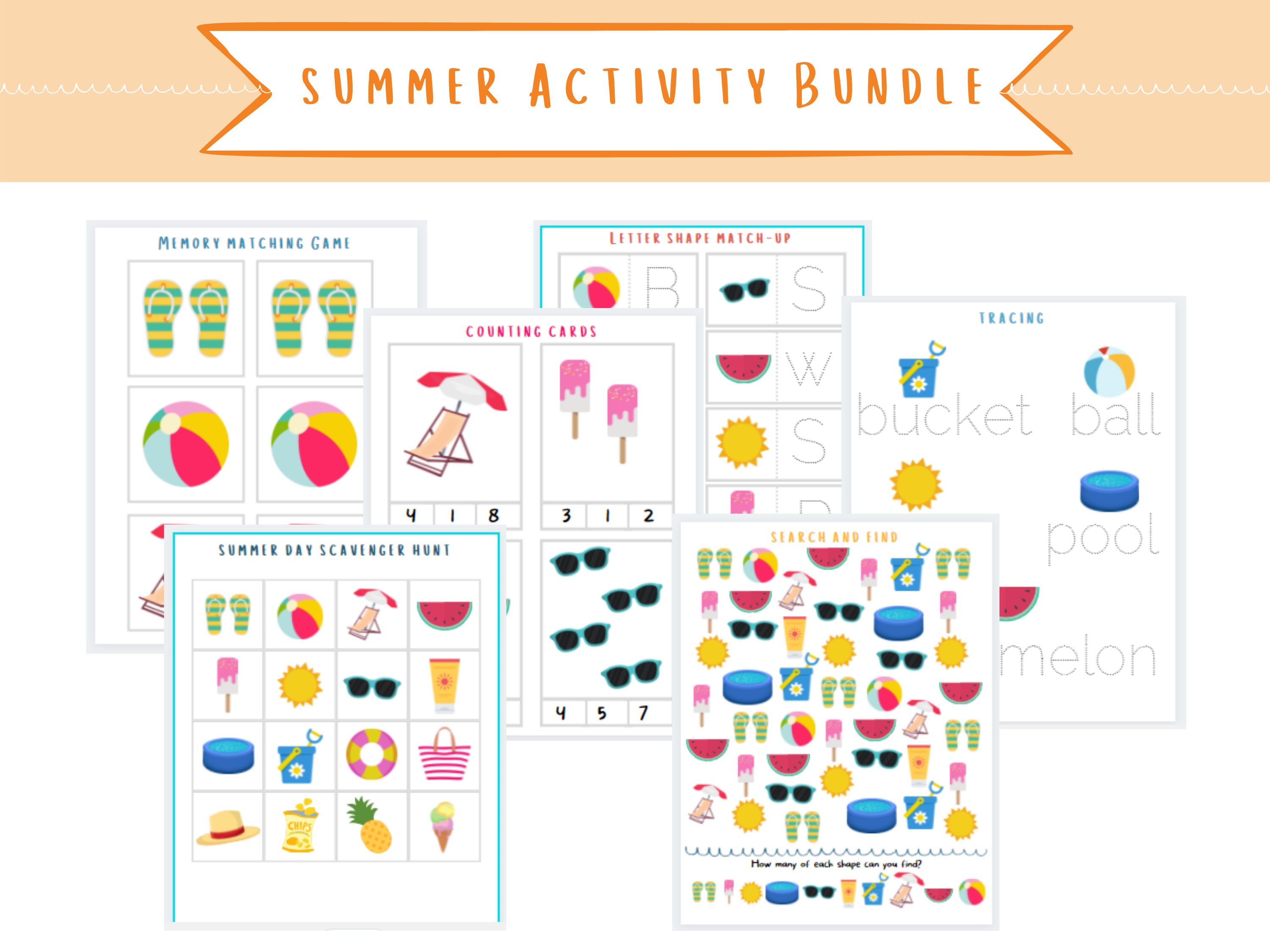 Summer Activity Bundle Printable, Toddler and Preschool Digital ...