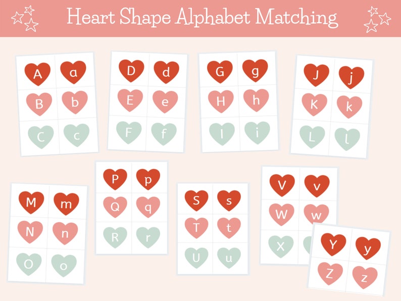 Valentine's Day Heart Memory Matching Game, Toddler and Preschool ...