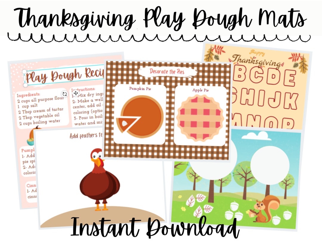 Thanksgiving Play Dough Mat Printable, Play Dough Recipes for Toddler ...