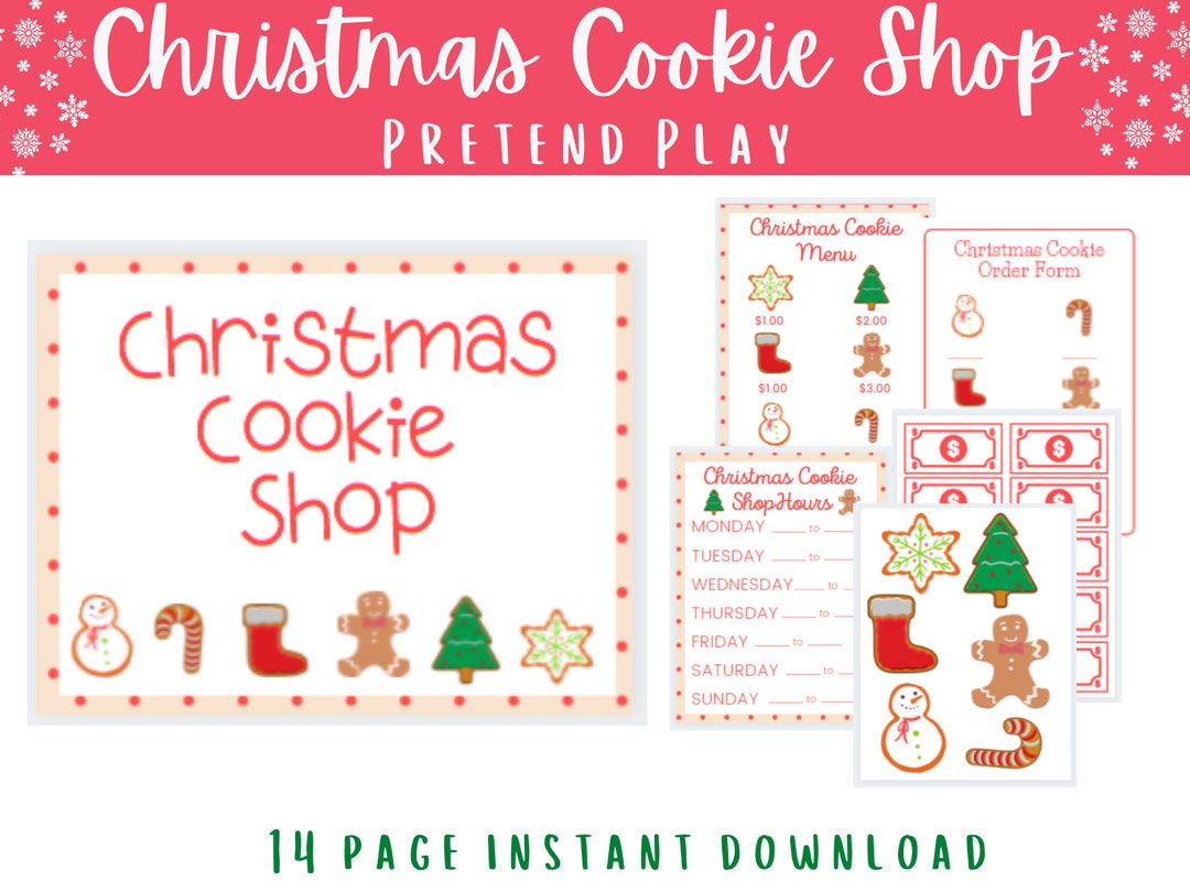Christmas Cookie Shop Pretend Play Printable, Play Store, Toddler ...