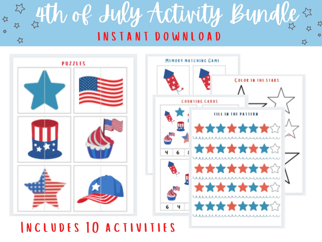 4th of July Preschool Activity Bundle Printable, Patriotic Toddler ...