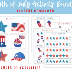 4th of July Preschool Activity Bundle Printable, Patriotic Toddler ...