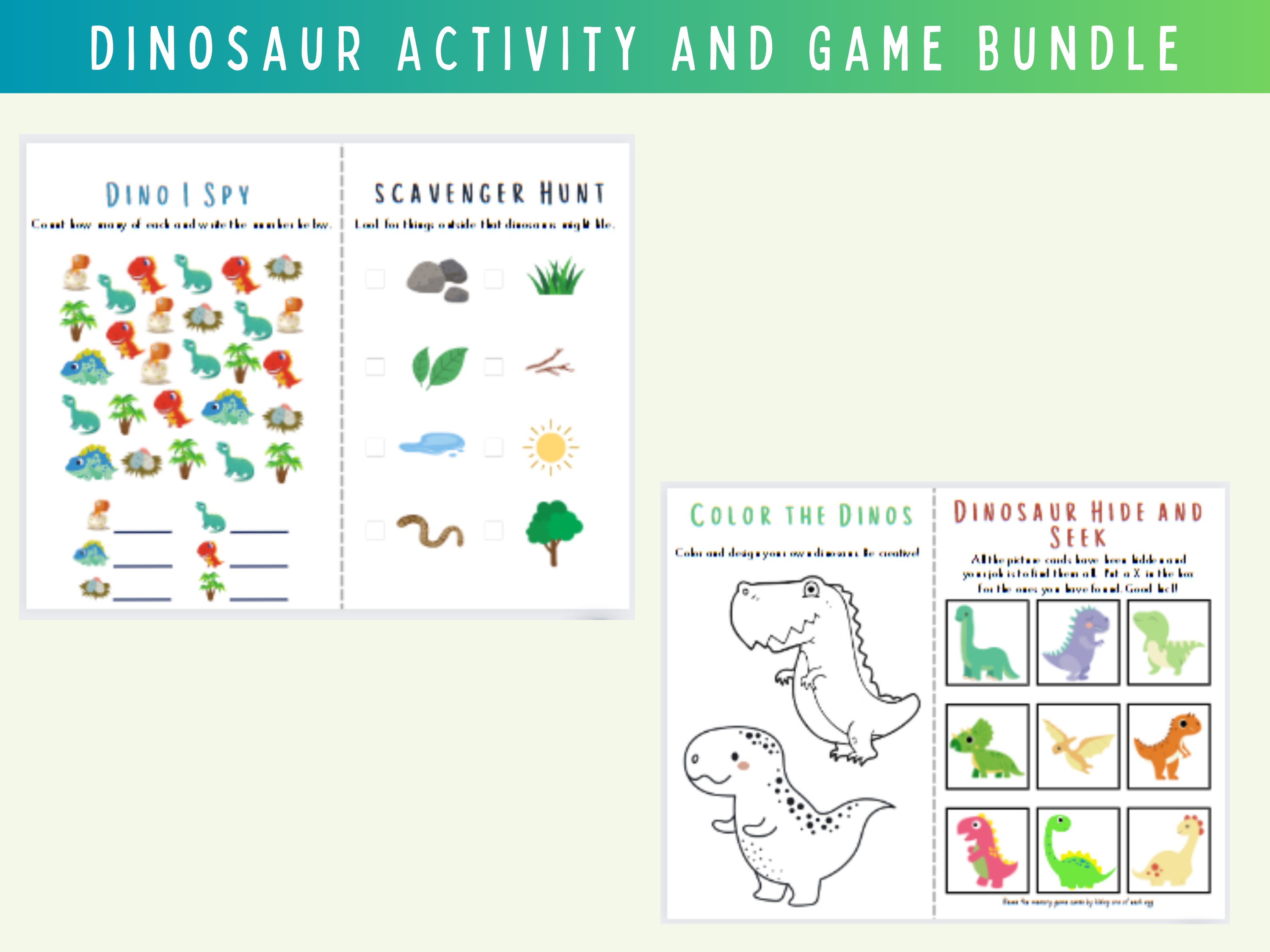 Dinosaur Game, Dinosaur Activity Bundle, Dinosaur Activities for ...