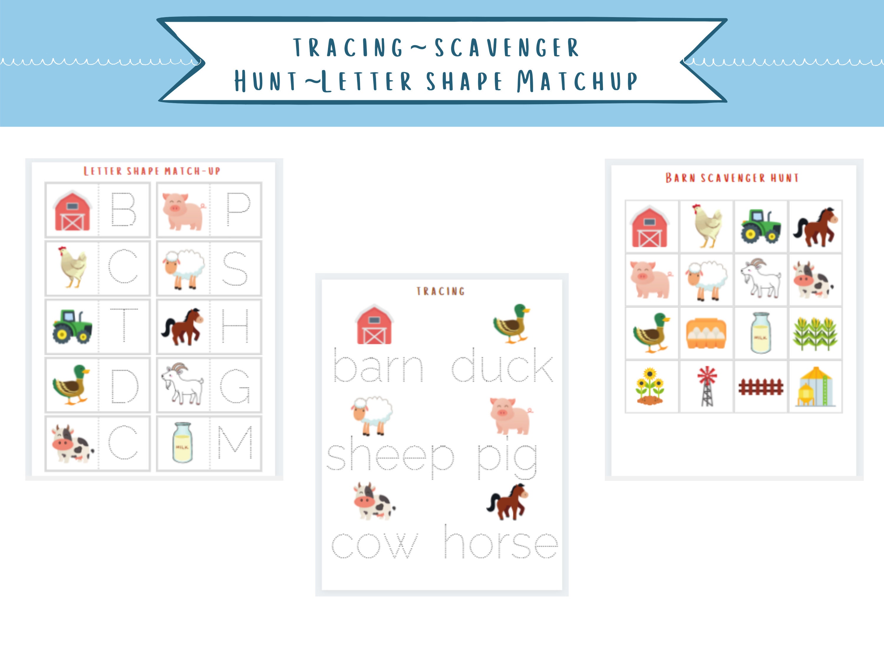 Farm Activity Bundle, Fall Toddler and Preschool Farm Animal Activities ...