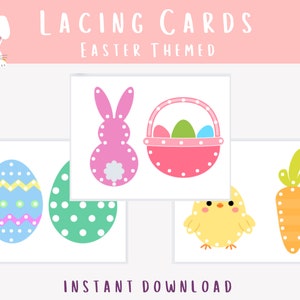 Easter Lacing Cards Digital Print, Fine Motor Skills Preschool Activity ...