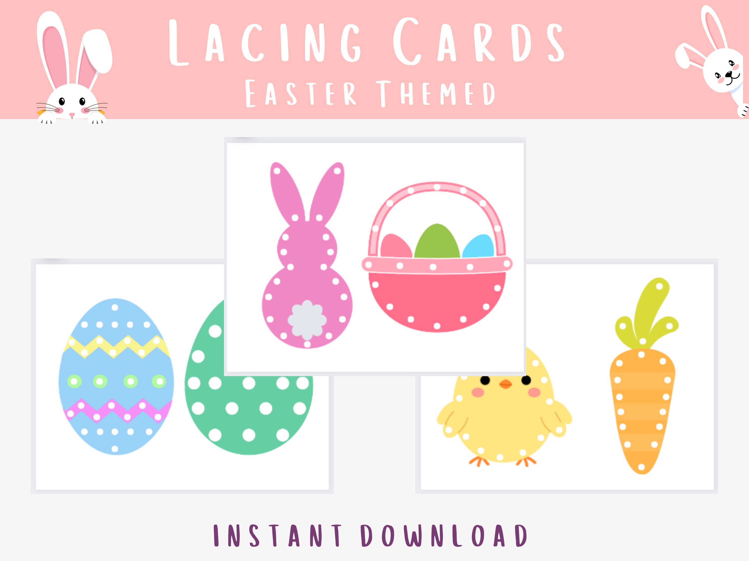 Easter Lacing Cards Digital Print, Fine Motor Skills Preschool Activity ...