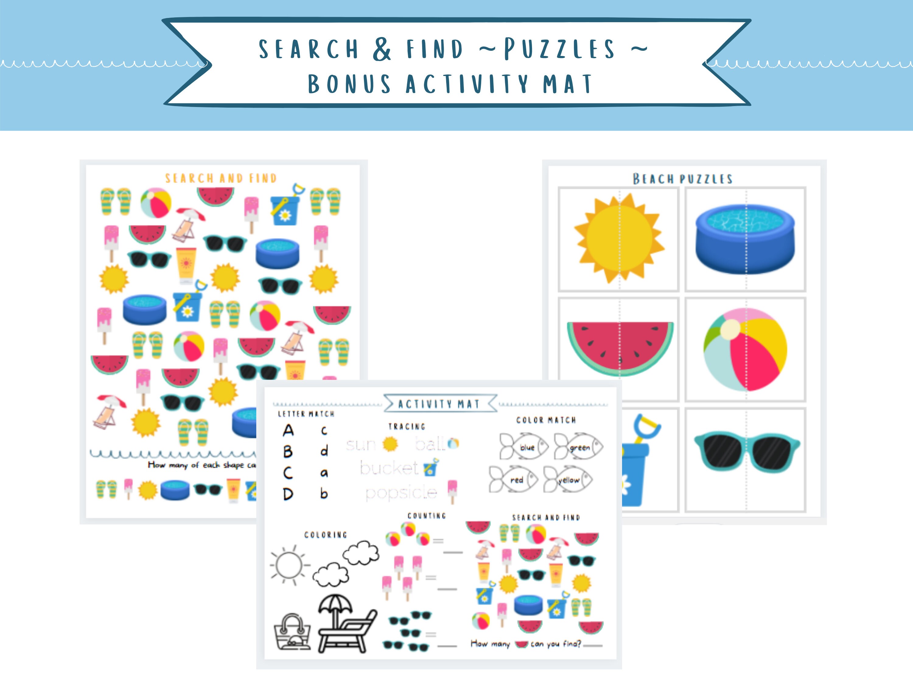 Summer Activity Bundle Printable, Toddler and Preschool Digital ...