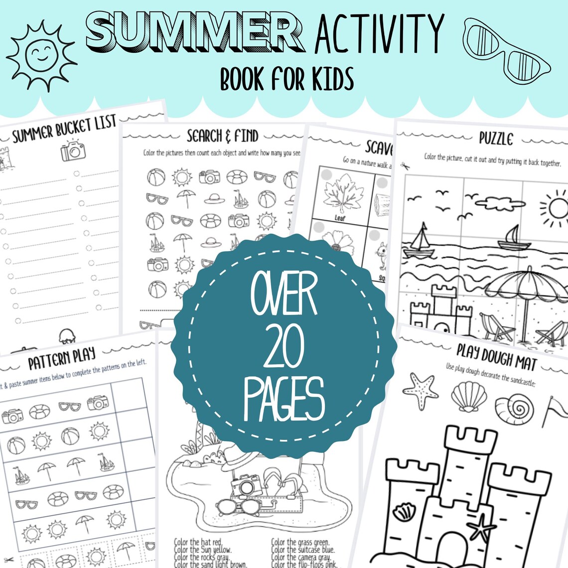 Kids Summer Activity Workbook, Digital Printable PDF, 20 Fun ...