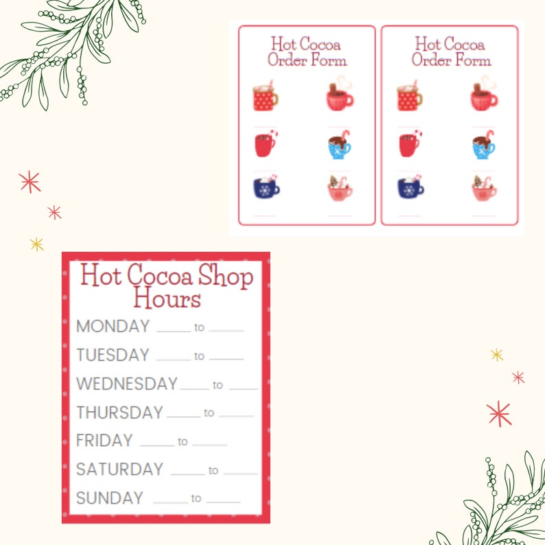 Hot Chocolate Shop Printable, Toddler Pretend Play, Digital Hot Cocoa ...