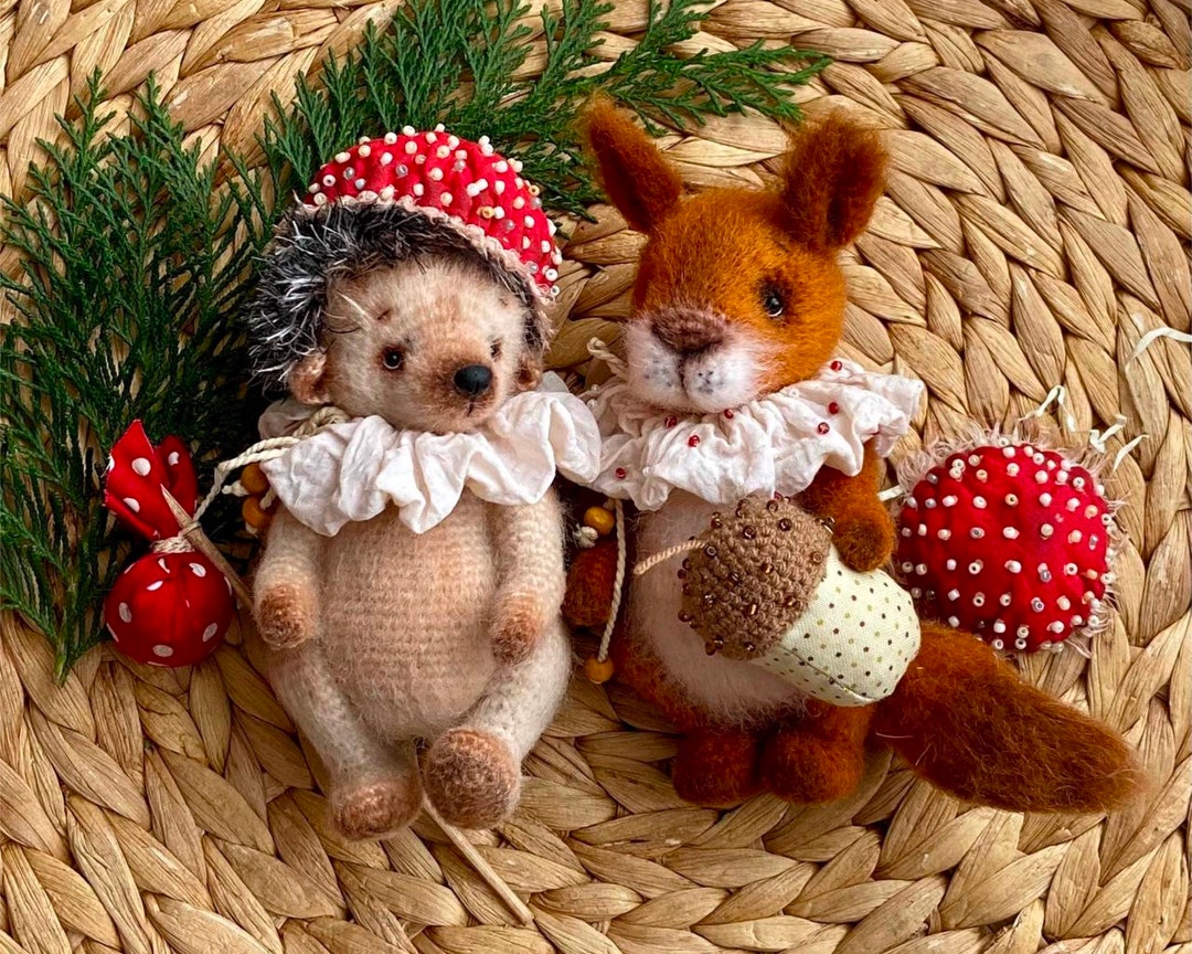 0062 Crochet Pattern - Hedgehog and Squirrel With Fly Agaric Hats - Pdf ...
