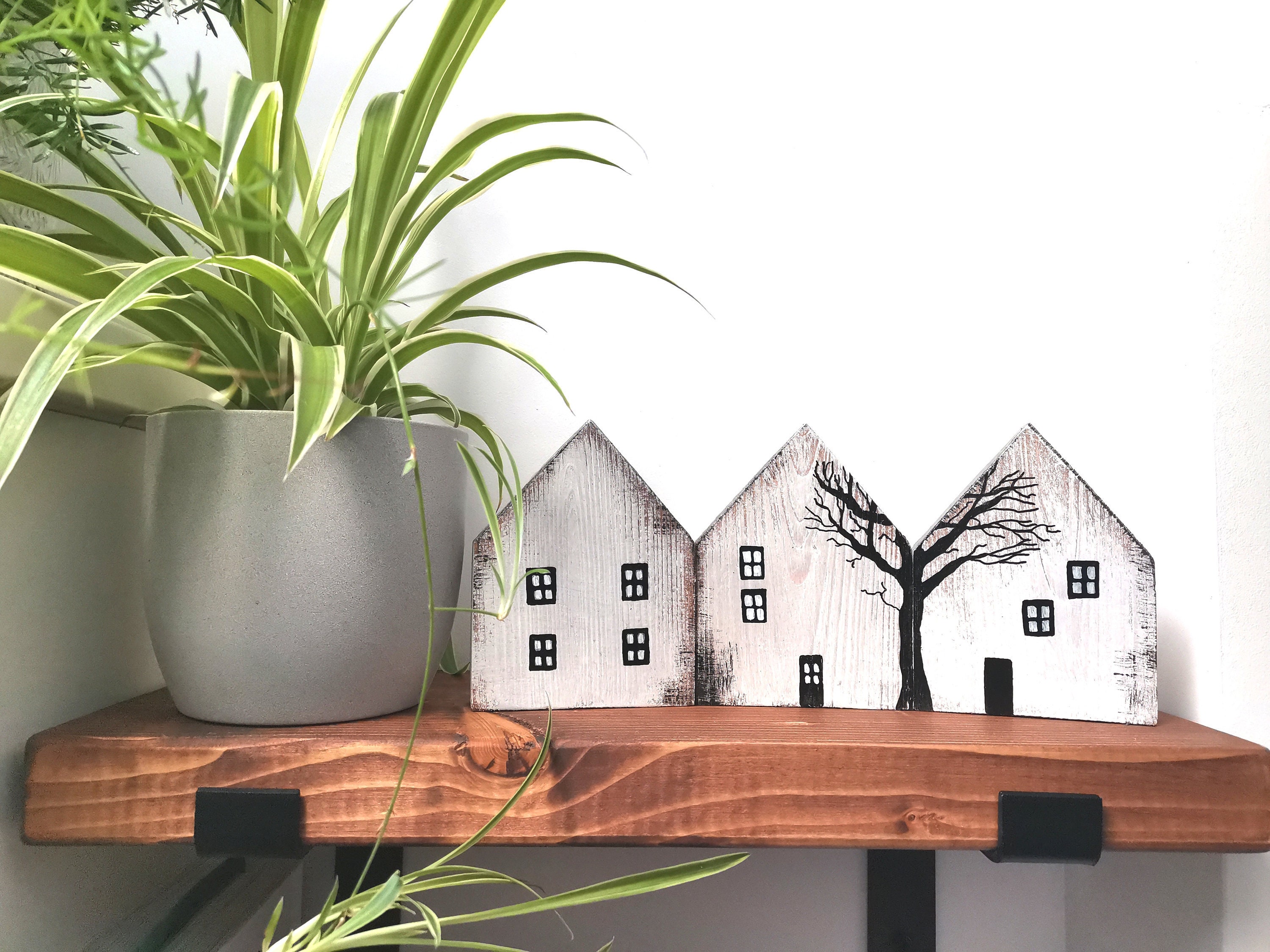 Really Hand Painted Little Wooden Houses set of 3 Mini | Etsy