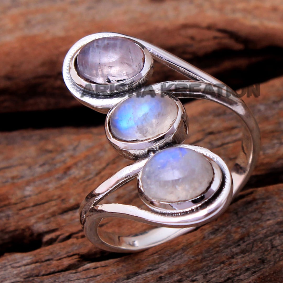 Natural Moonstone Oval Shape Gemstone Ring for Black Friday Sale - 925 ...