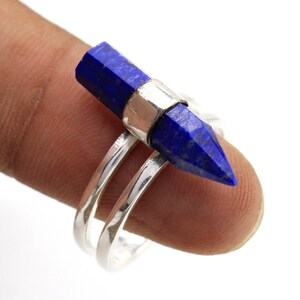 AAA Quality Lapis Lazuli Gemstone Pencil Ring - 925 Sterling Silver ...