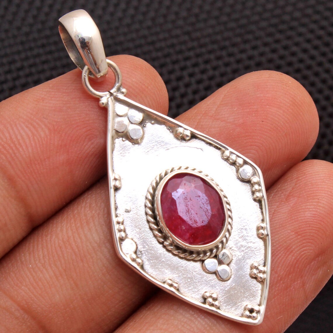 Faceted Kashmir Ruby Gemstone Adorable Pendant for Gift 925 - Etsy