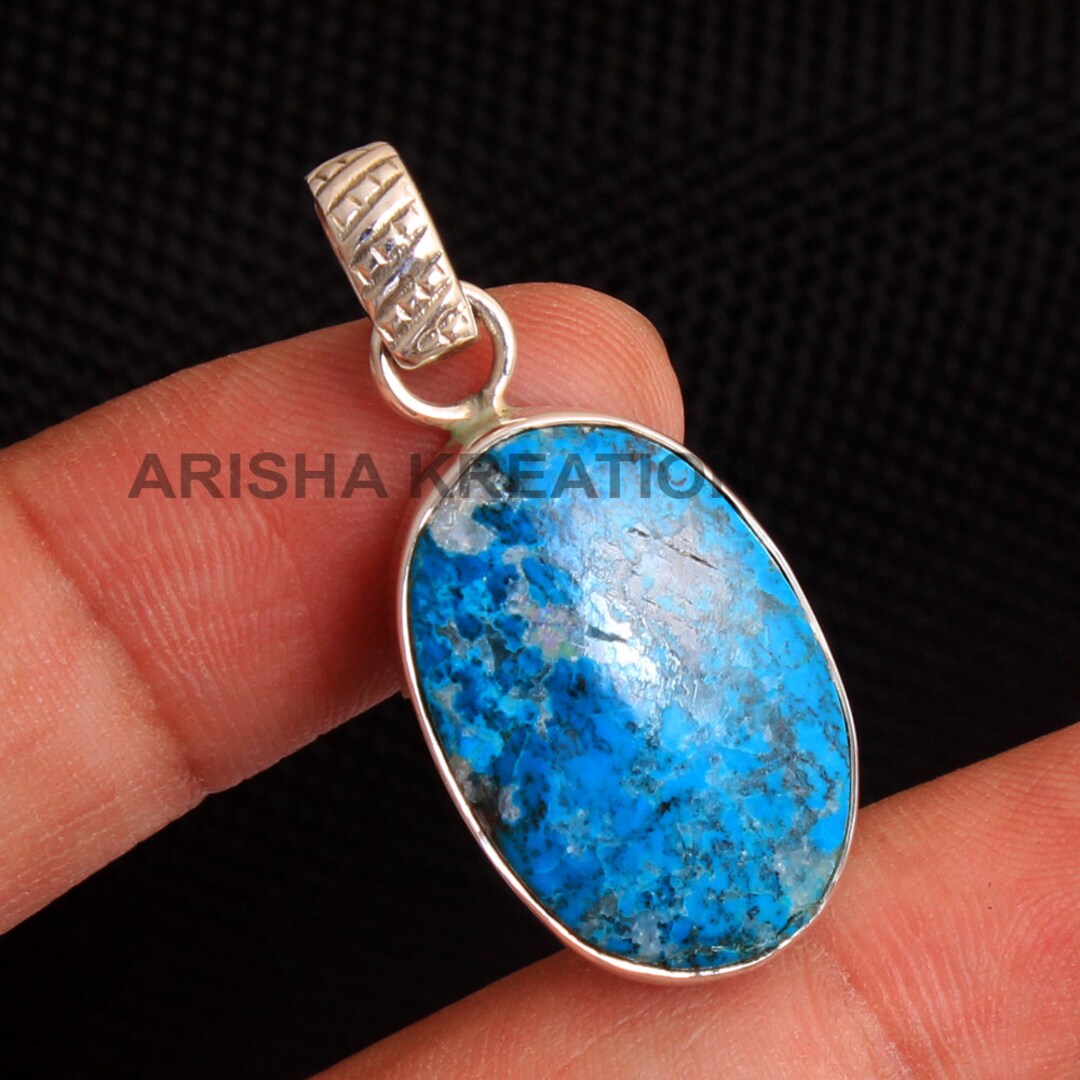 Solid 925 Silver Pendant K2 Azurite Pendant Handmade - Etsy UK