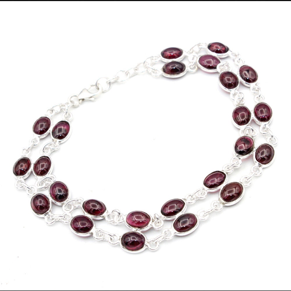Sterling Silver Bracelet Handmade Jewelry Red Garnet - Etsy