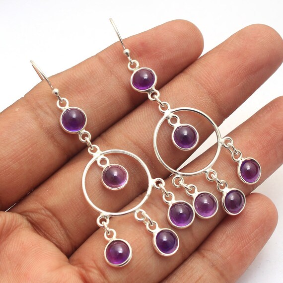 Silver Earring Amethyst Earring Handmade Jewelry Gift for - Etsy