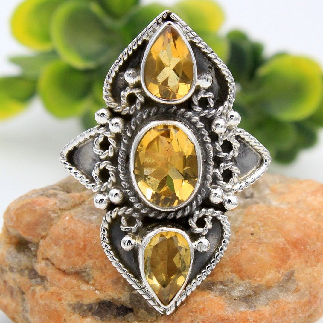 Royal Collection-yellow Citrine Gemstone-925 Sterling Silver Handmade 3 ...