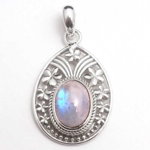 Natural Moonstone Red Garnet Oval Round Shape Gemstone Pendant - Etsy